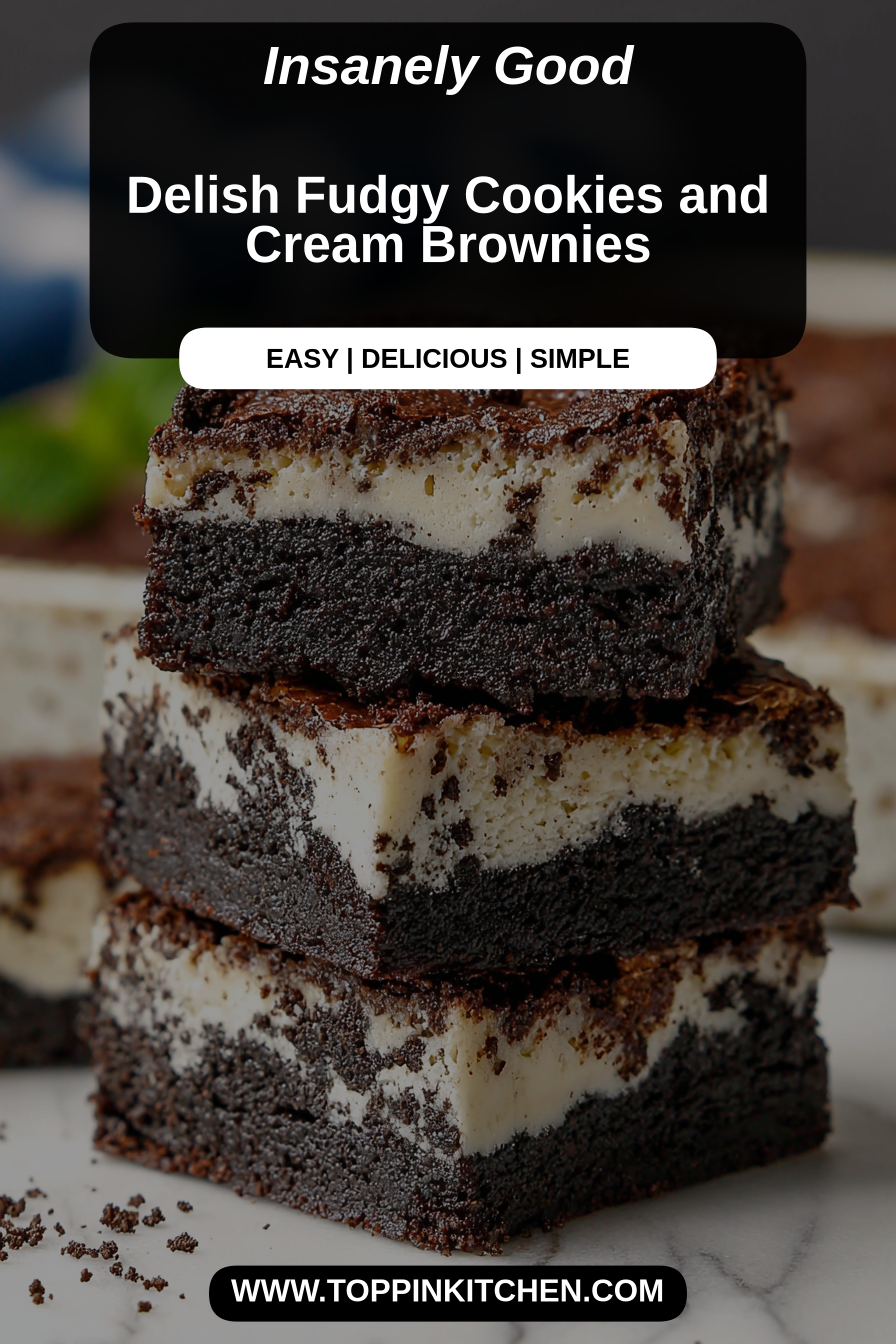 Delish Fudgy Cookies and Cream Brownies
